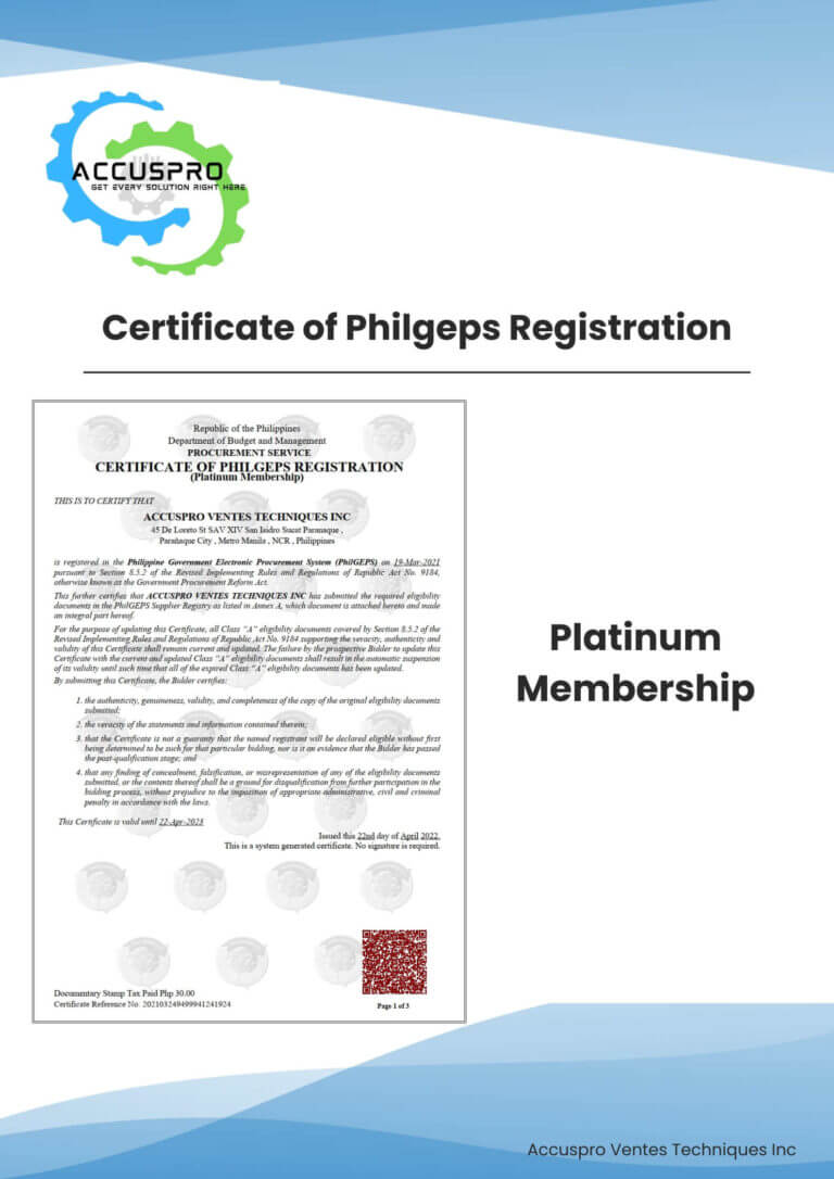 Certificate of Philgeps Registration - Accuspro Ventes Techniques Inc.